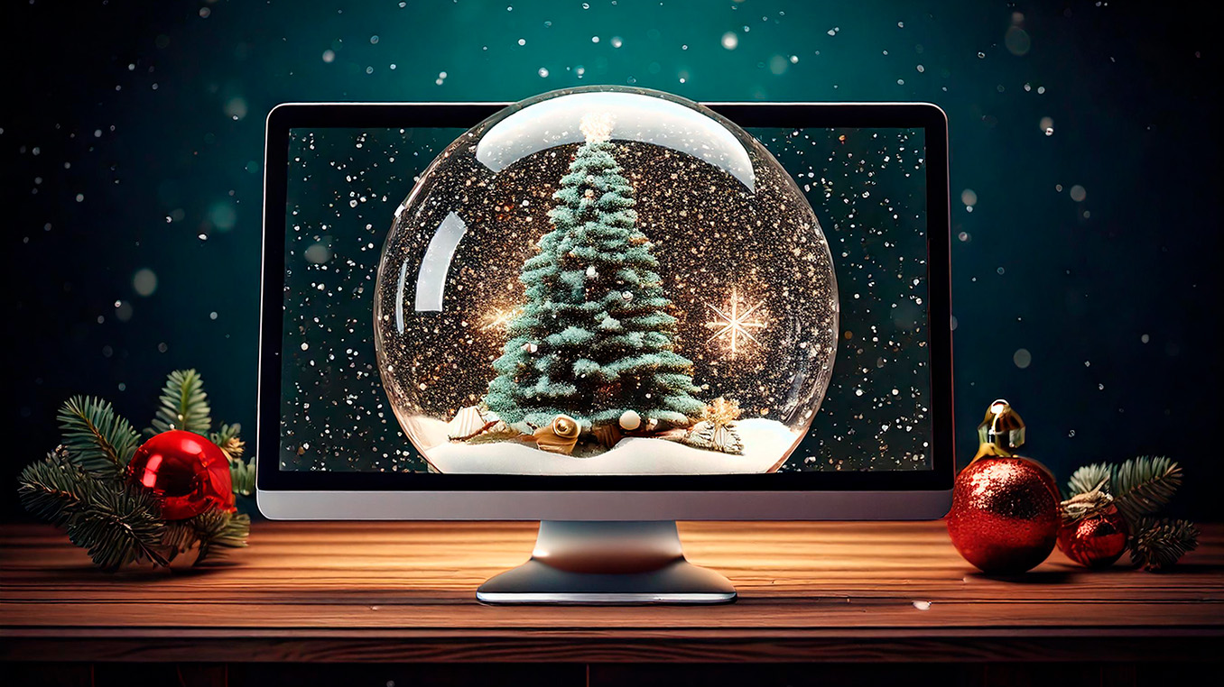 Firefly christmas snowglobe inside a computer monitor 43580 - Tech-Test